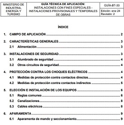 Guía ITC-BT-33. Instalaciones provisionales y temporales de obras, versión Enero 20240 - Guías ...
